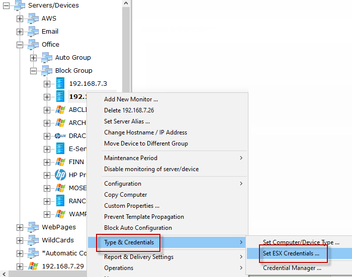 PA File Sight Documentation - Setting ESX Credentials